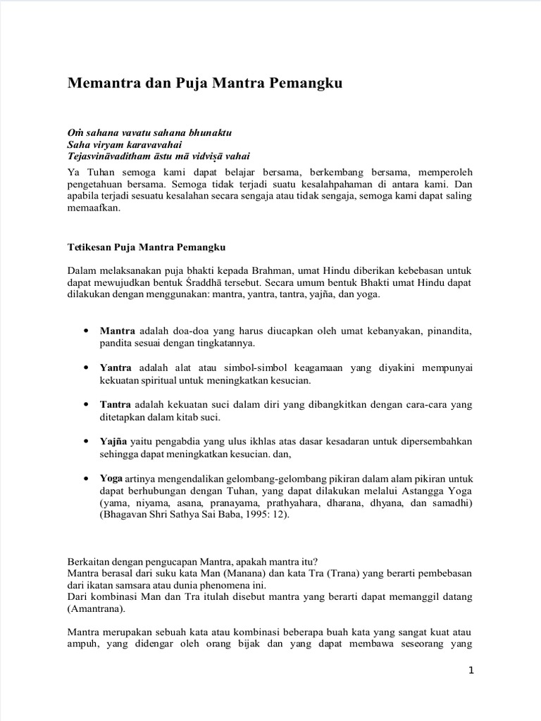 Dokumen - Tips - Memantra Dan Puja Mantra Pemangku | PDF