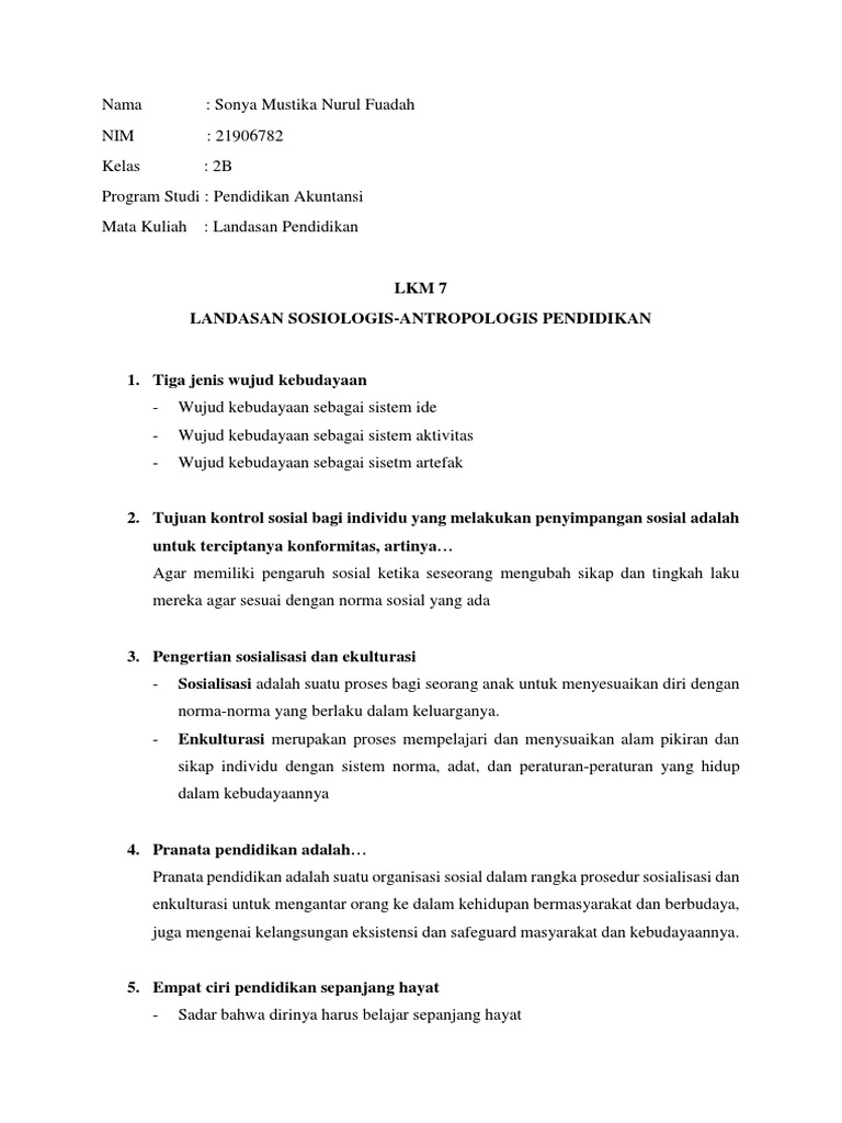 LKM 7 Landasan Pendidikan | PDF