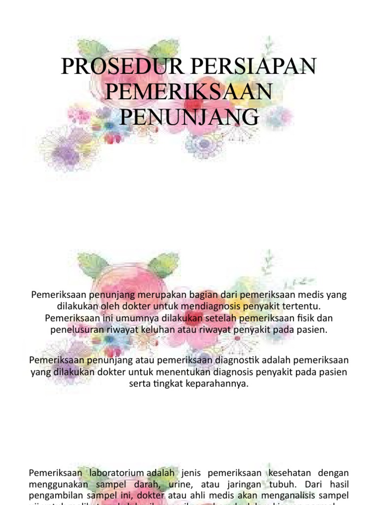 Prosedur Persiapan Pemeriksaan Penunjang | PDF