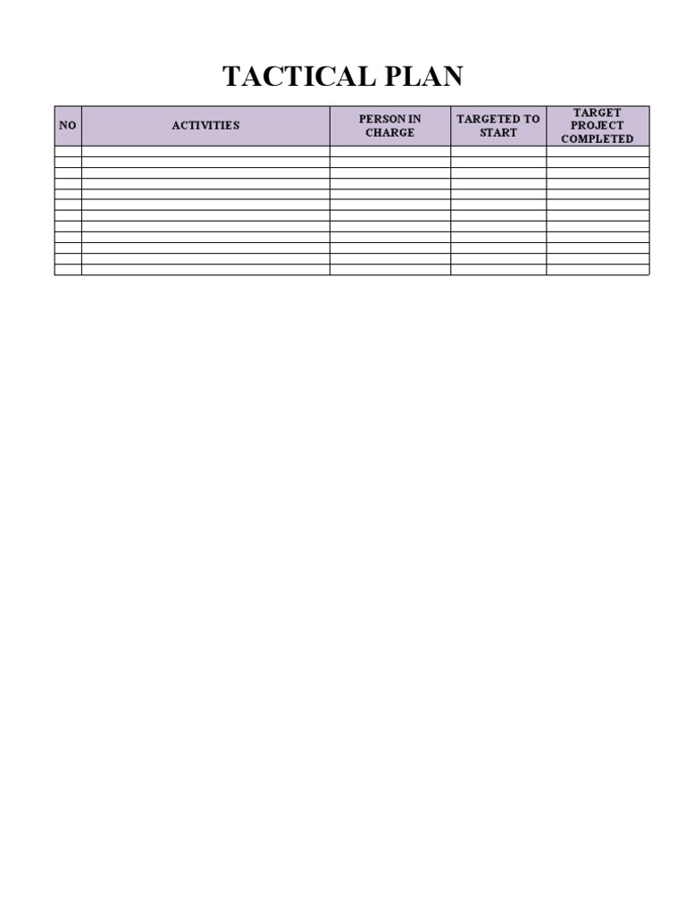 Tactical Plan for Project Targeting | PDF