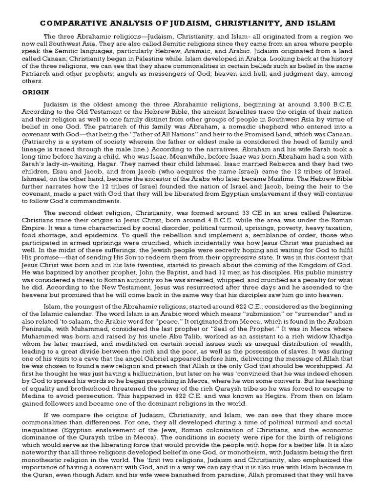 Abrahamic Religions: Origins & Commonalities | PDF