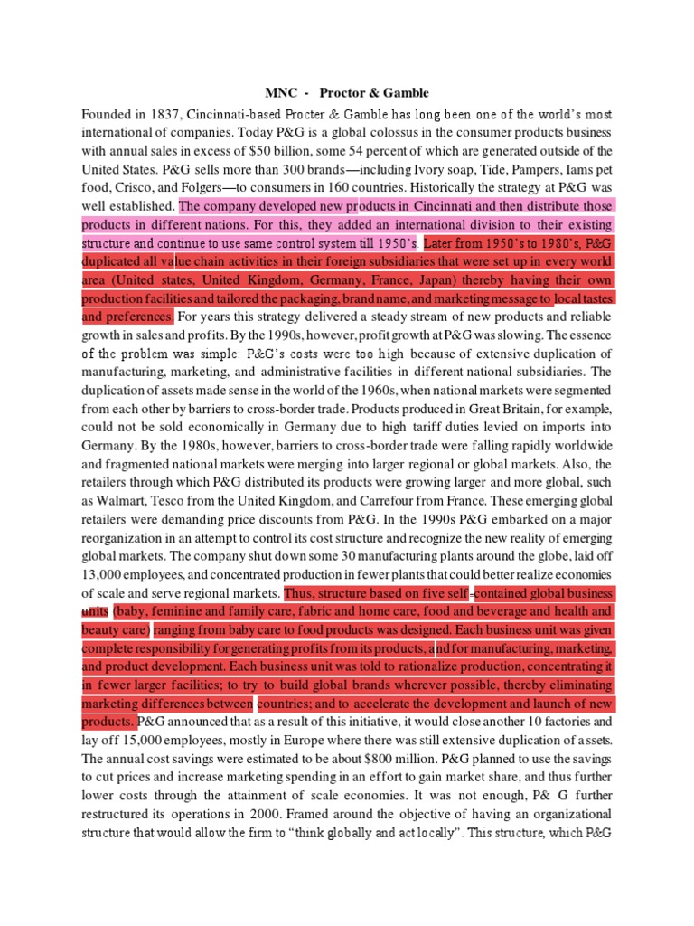 P& G Case Study | Download Free PDF | Procter & Gamble | Brand