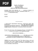 Barangay Resolution Sample | PDF | Government