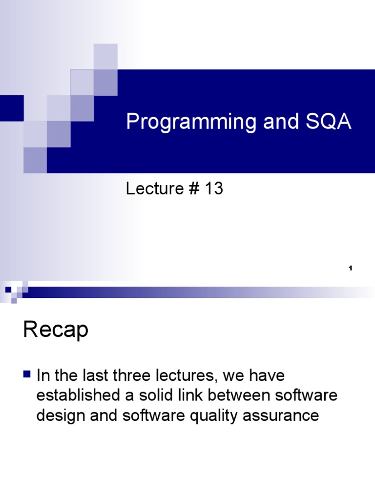 Vu Sqa Lecture13 | PDF | Computer Programming | Software Bug