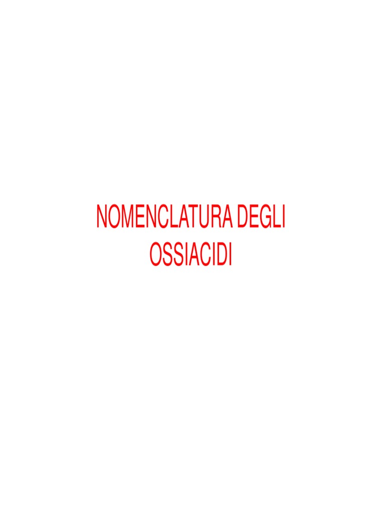 Nomenclatura Ossiacidi - Esercizi | PDF