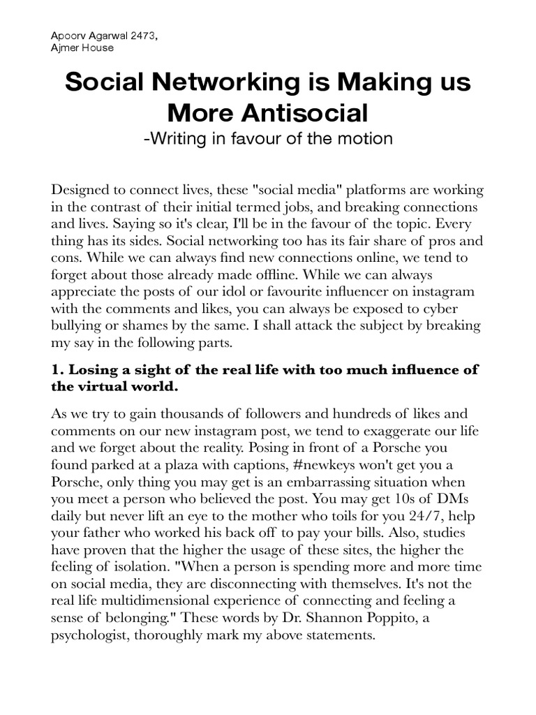 Social Networking Is Making Us More Antisocial | PDF | Social ...