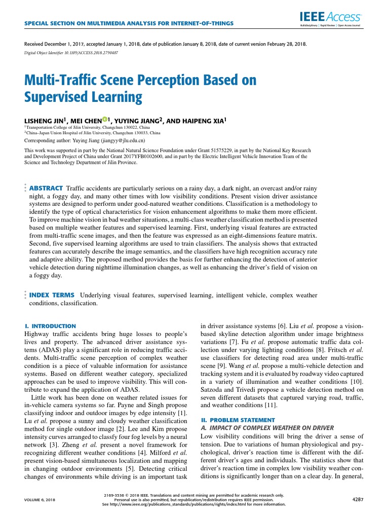 Multi-Traffic Scene Perception Based On Supervised Learning | PDF ...