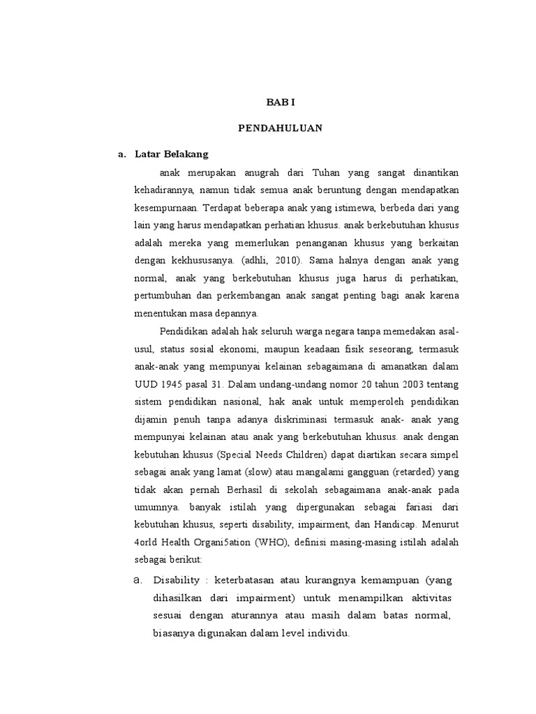 Askep Anak Berkebutuhan Khusus Bab 1 | PDF