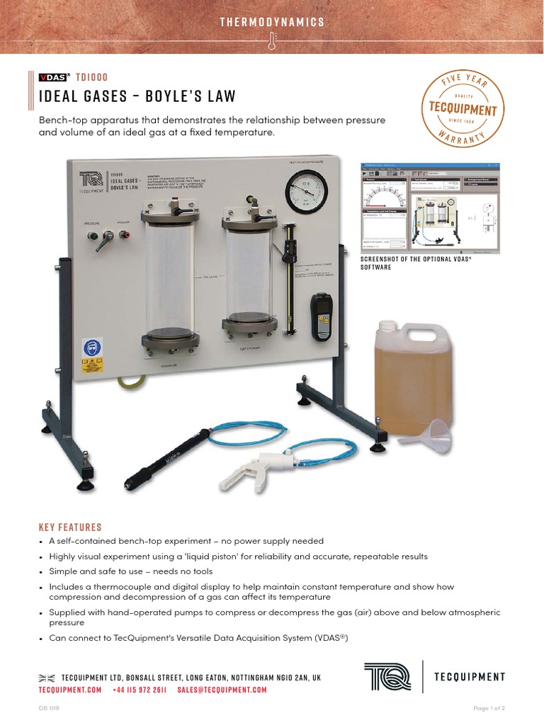 TD1000 Boyles Law Datasheet | PDF | Gases | Temperature