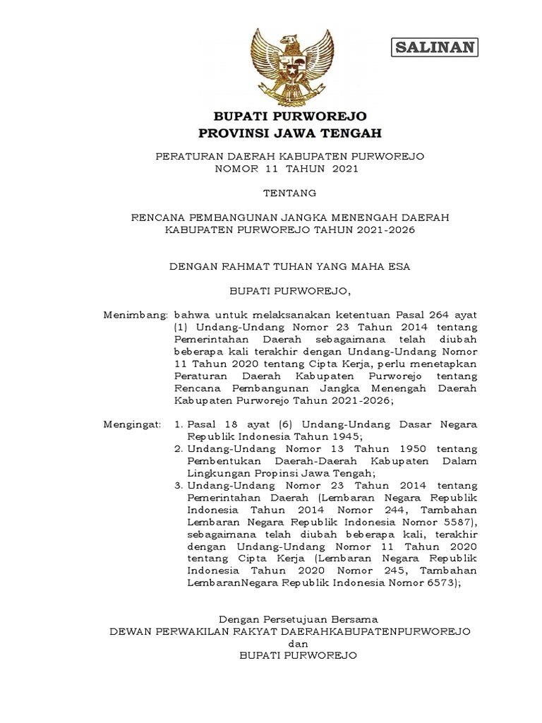 Perda 11 Tahun 2021 | PDF