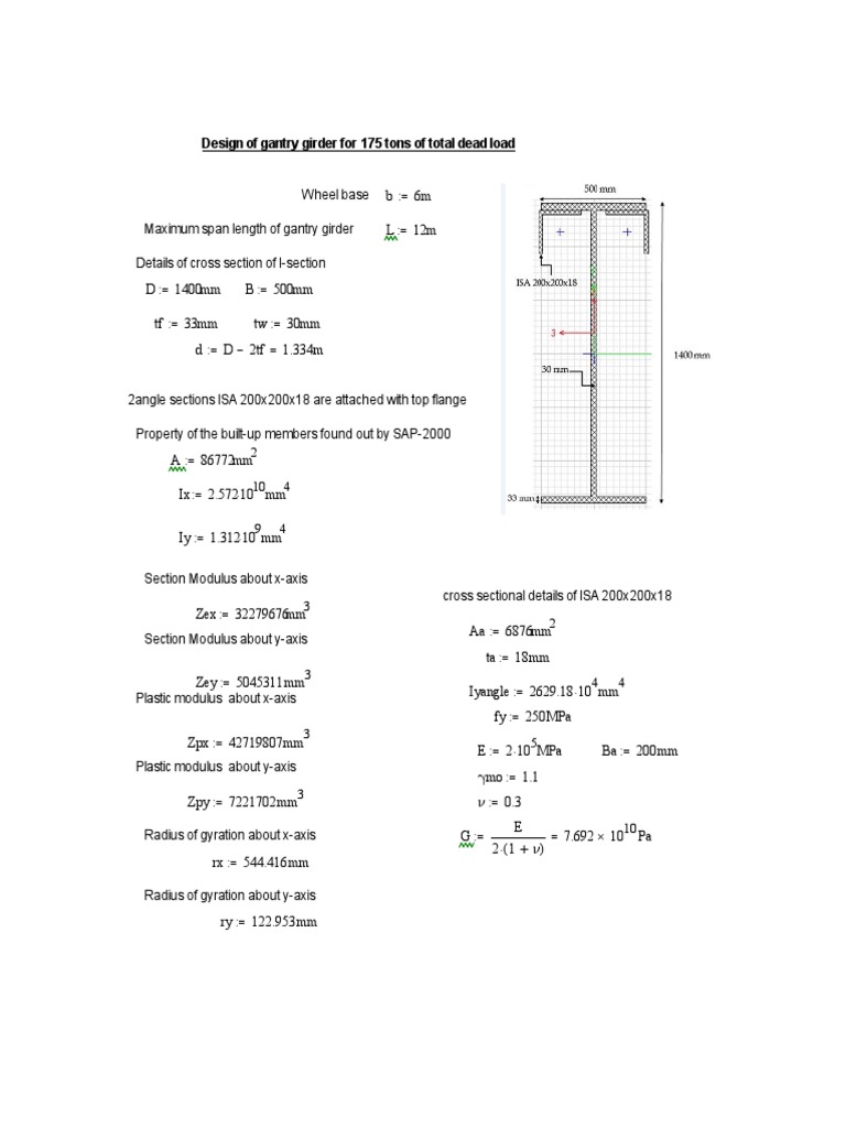 Gantry Girder Design for 175 Tons Dead Load | PDF | Buckling ...