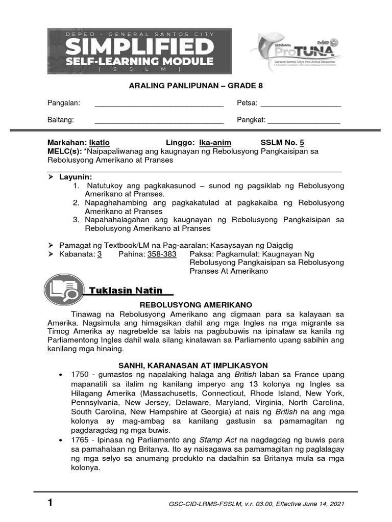 AP8 SSLM Q3 W6 Plantinos | PDF