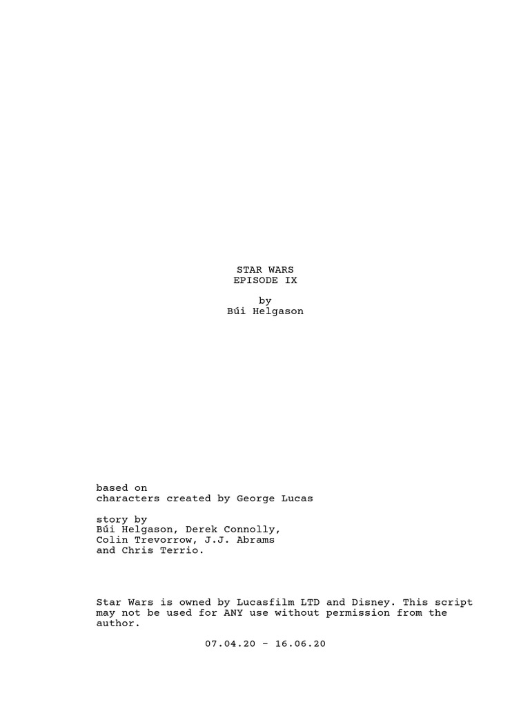 Star Wars The Rise of Skywalker Simply Scripts | PDF