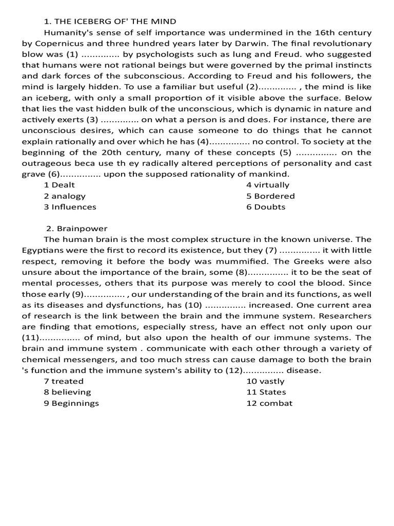 Proficiency - Masterclass Test Unit 12 | PDF | Sigmund Freud ...