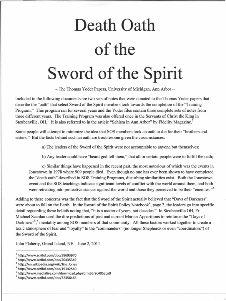 Death Oath of The Sword of The Spirit | PDF
