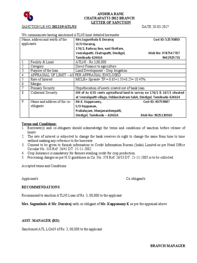 Atl - Sanction Letter | PDF