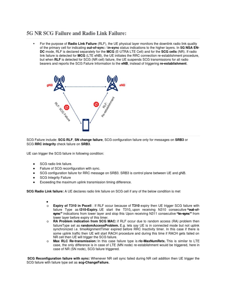 5G NR SCG Failure & RL Failure | PDF