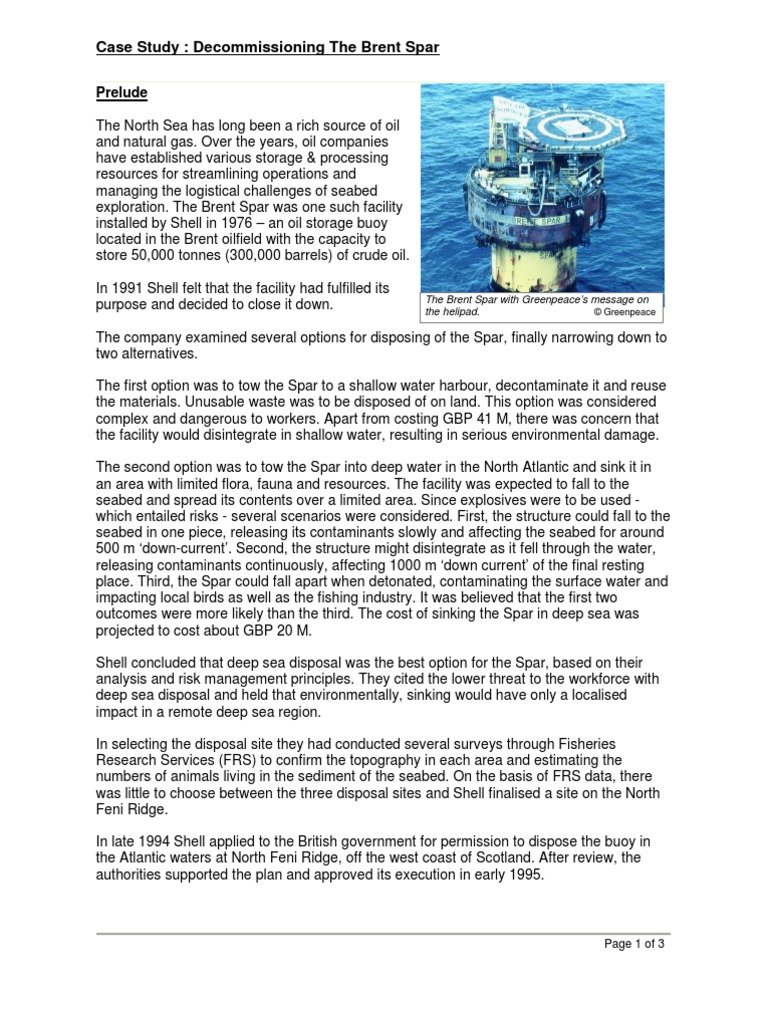 Case Study - Brent Spar | PDF | Nature | Natural Environment