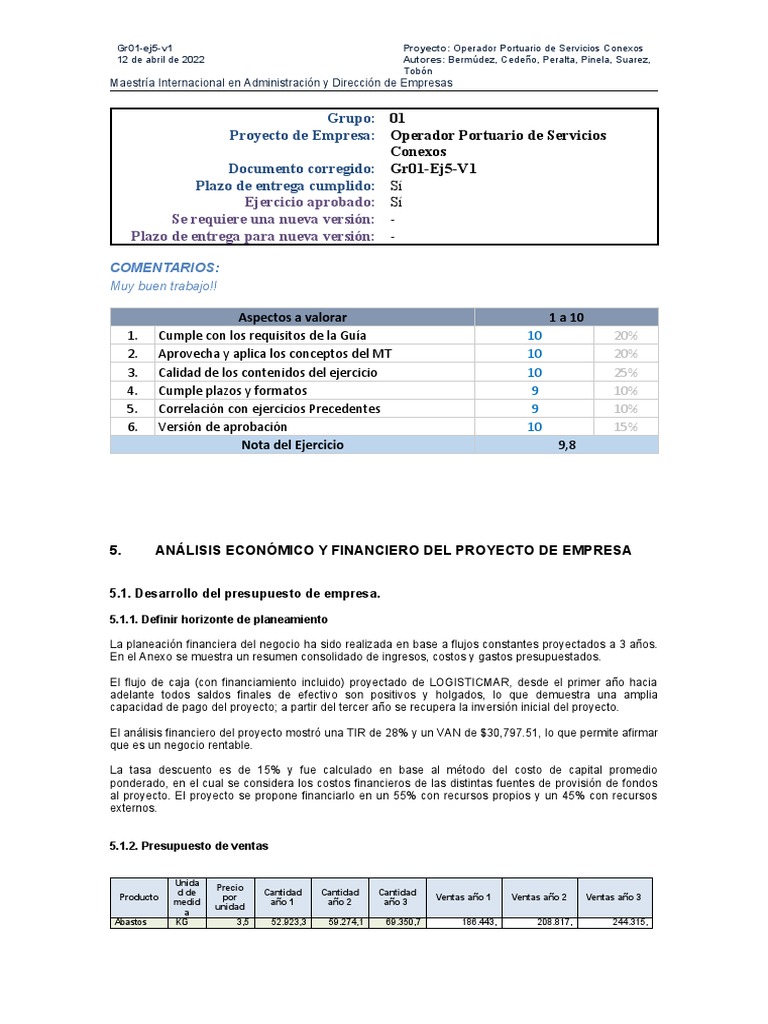 Corrección Gr01 Ej5 v1 | PDF