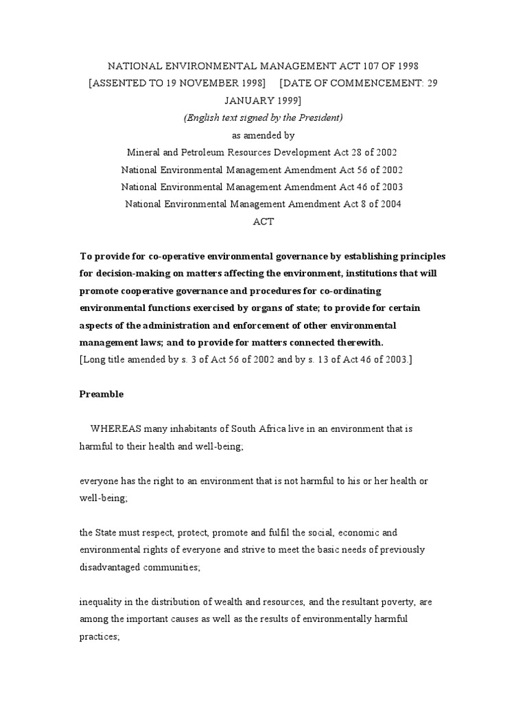 NEMA Act 107 of 1998 | PDF NEMA Act 107 of 1998 | PDF