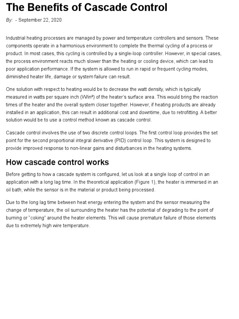 Cascade Control Benefits in Heating | PDF | Technology & Engineering