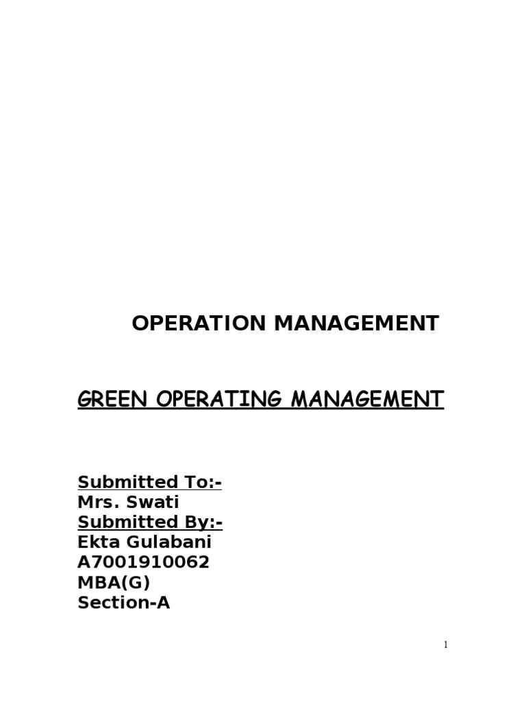 Green Operations Management Insights | PDF | Lean Manufacturing | Business