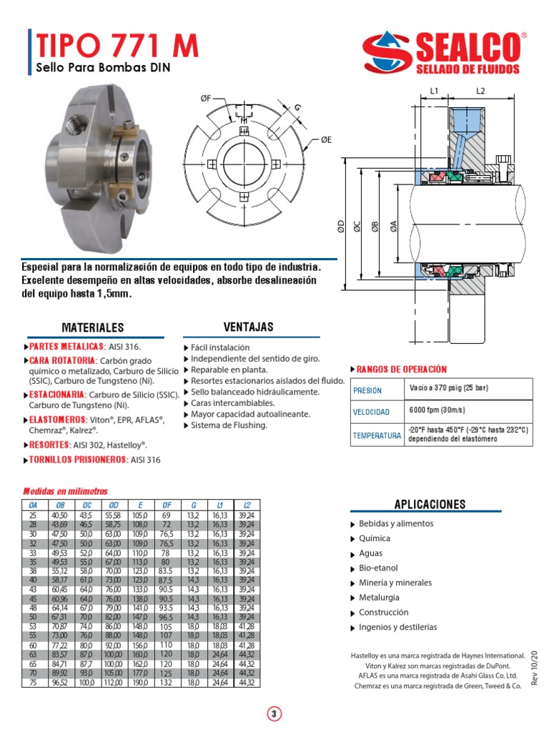 Sello-Mecanico-Tipo-771m - SEALCO | PDF