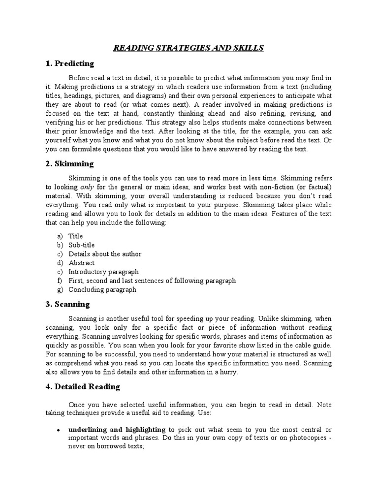 Reading Skills and Strategies Guide | PDF | Speed Reading | Argument