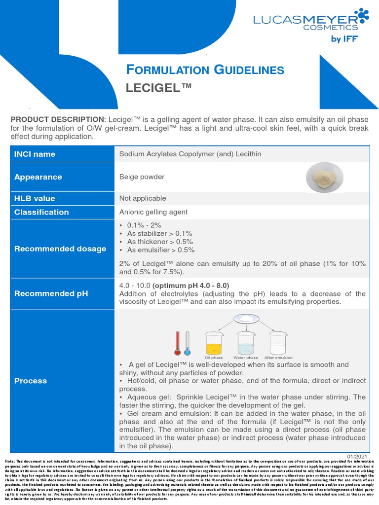 LECIGEL - Formulations Guidelines v1.0 | PDF