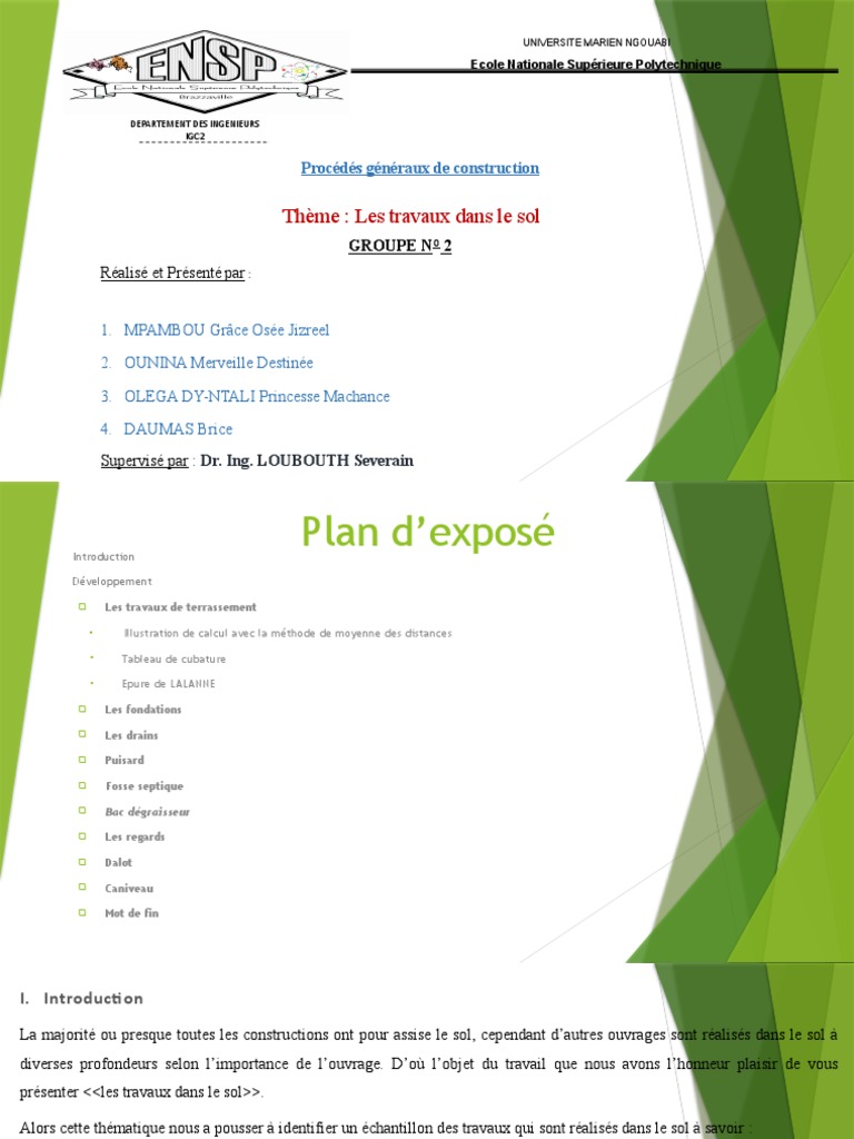 Plan D'exposé Travaux Dans Le Sol | PDF