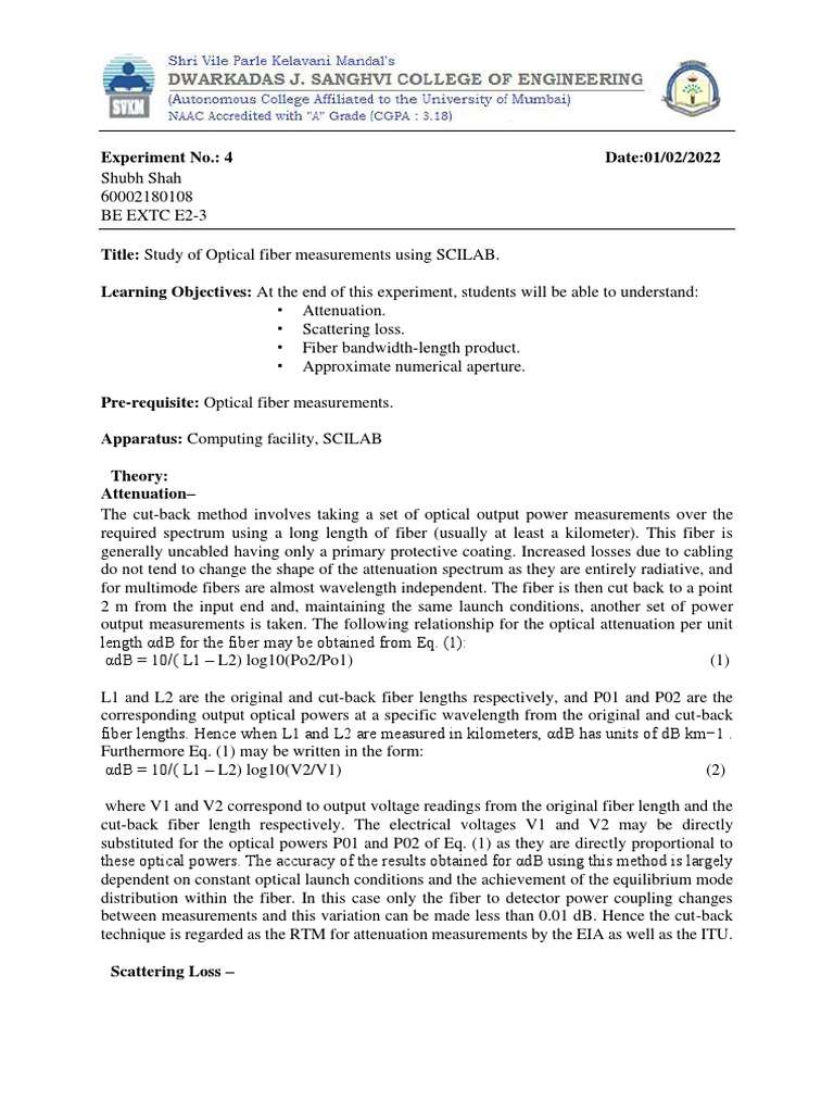 ON Expt4 | PDF | Optical Fiber | Decibel