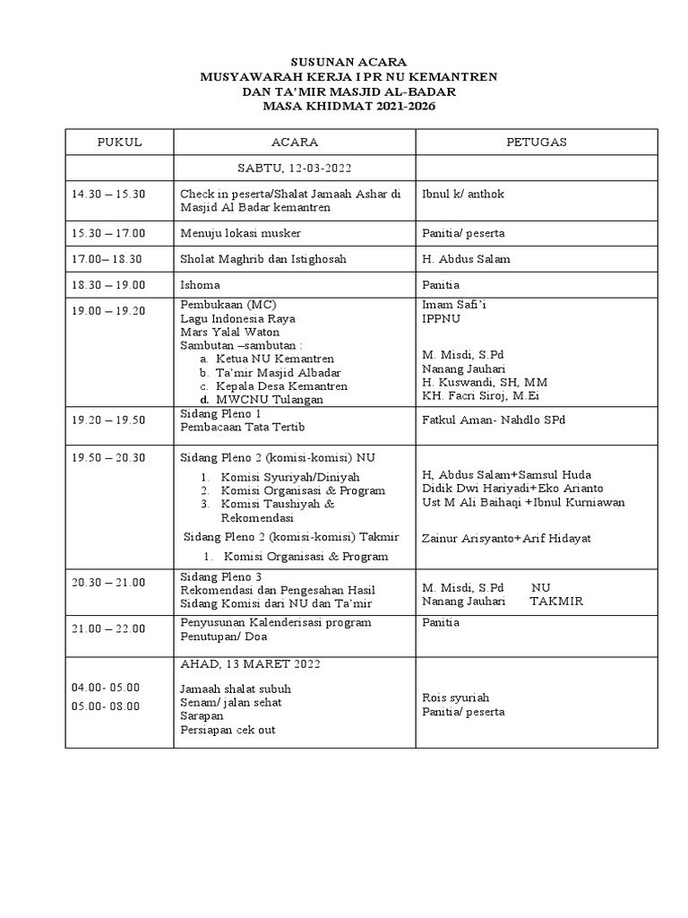 Materi+susunan Acara | PDF