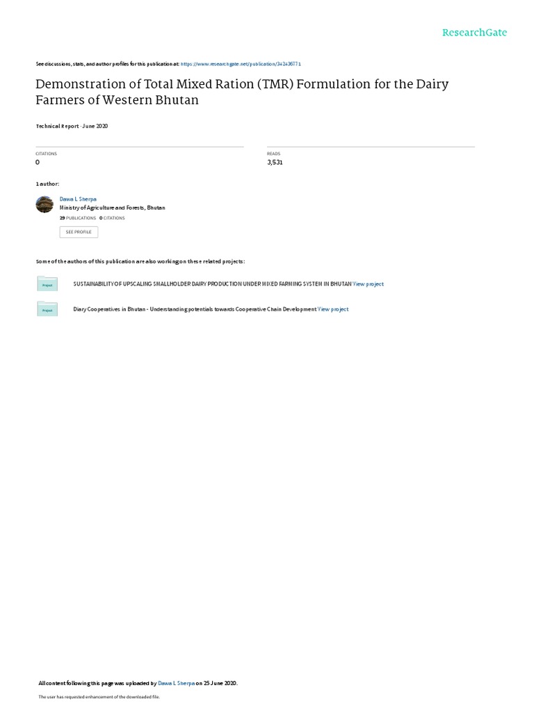 Demonstration of Total Mixed Ration (TMR) Formulation For The Dairy ...