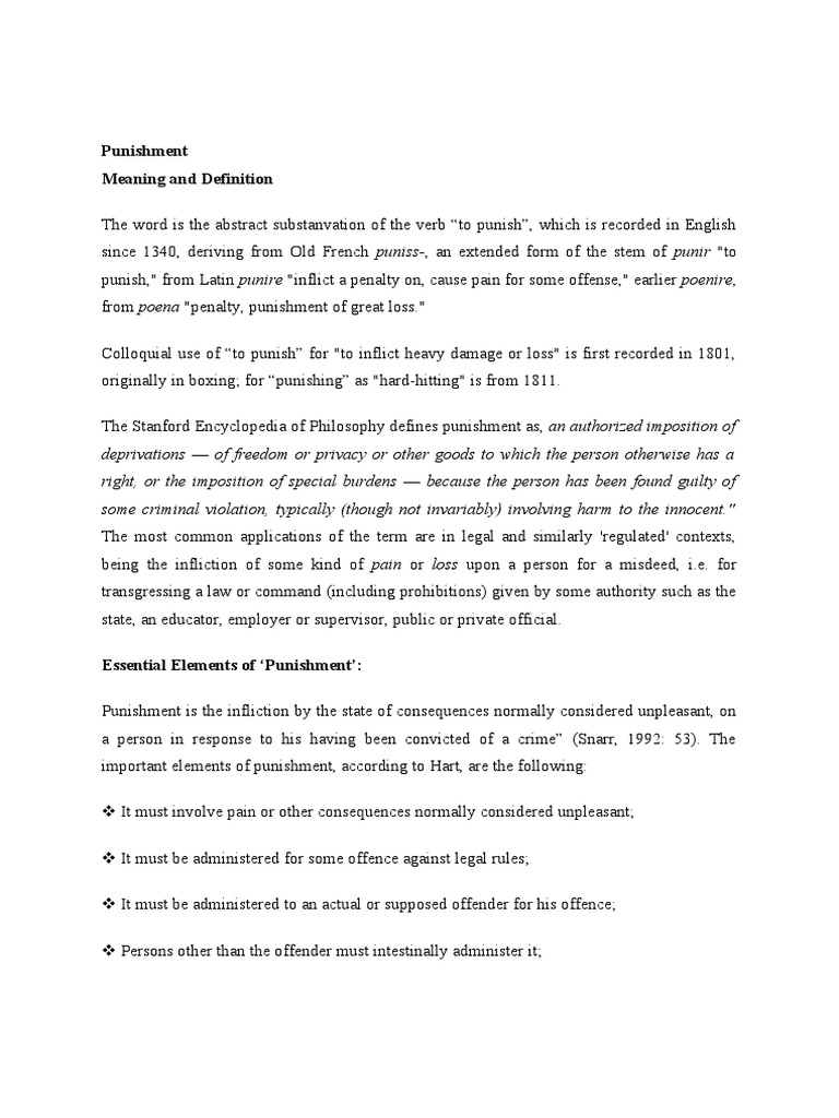Punishment Meaning and Definition | PDF | Parole | Prosecutor