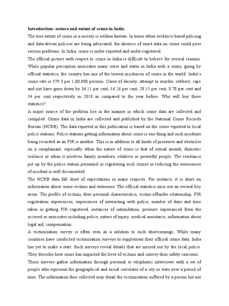 Introduction: Nature and Extent of Crime in India | PDF | Crimes ...