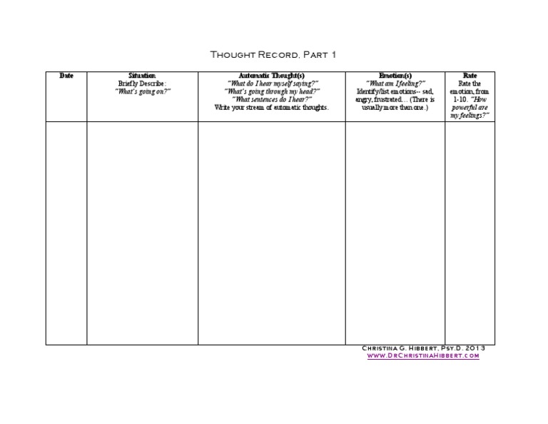 Thought Record, Part 1 | PDF