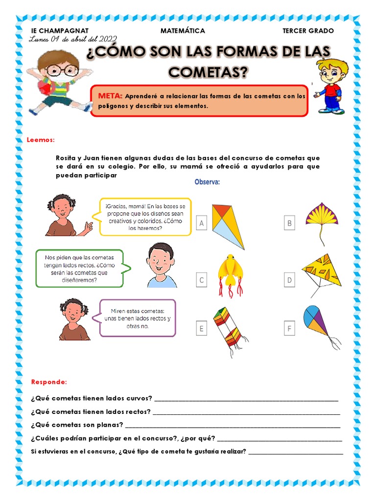 Ficha 39 Como Son Las Formas de Las Cometas Matematica | PDF ...