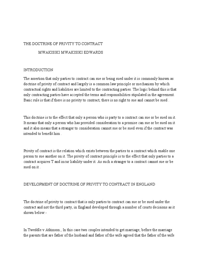 Understanding Privity of Contract Law | PDF