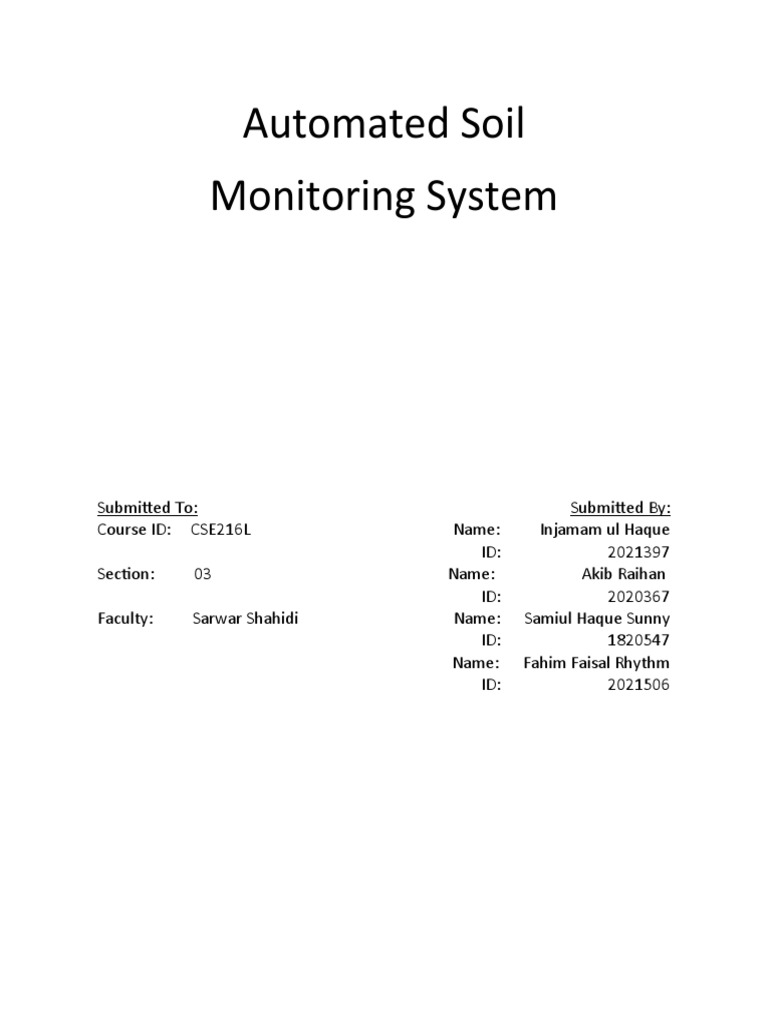 Report On Automated Soil Monitoring System | PDF