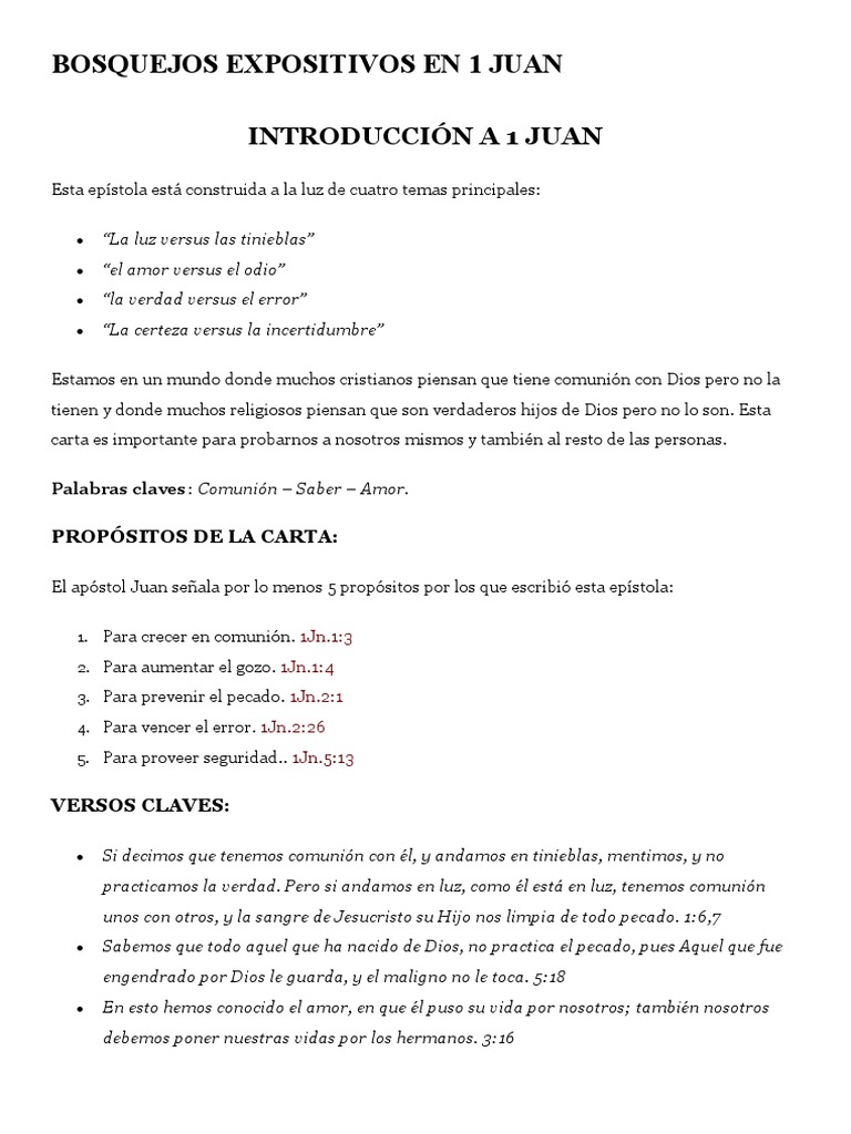 Bosquejos Expositivos en 1 Juan | PDF | Pecado | eucaristía