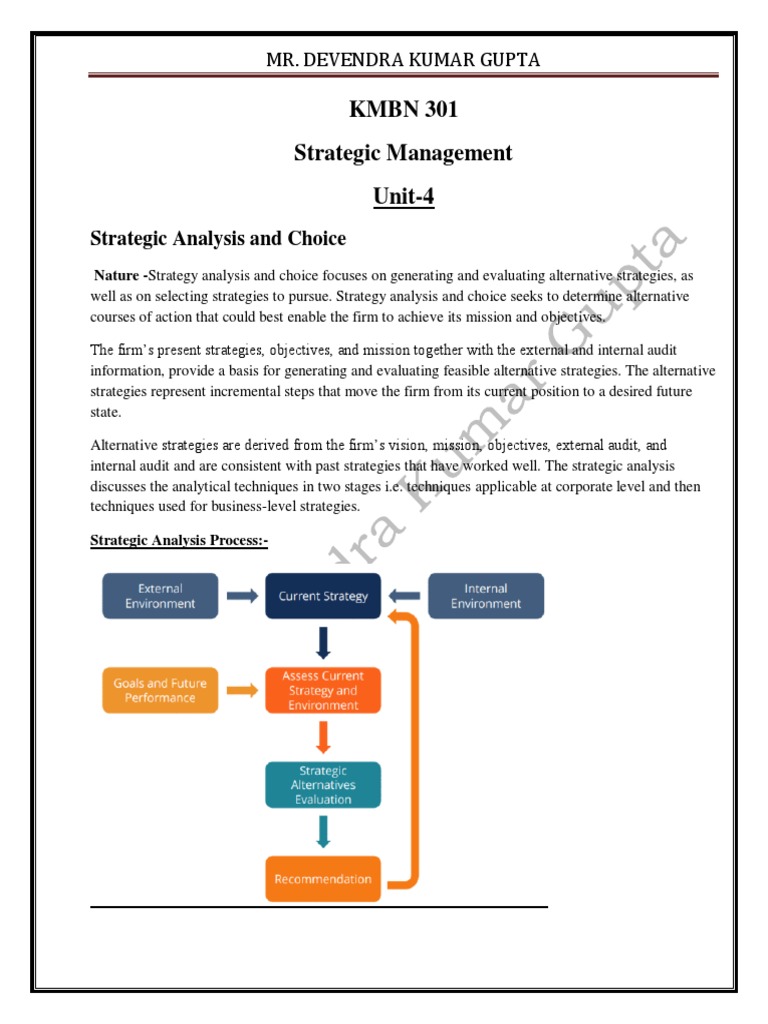 KMBN 301 Strategic Management Unit 4 | PDF | Strategic Management ...