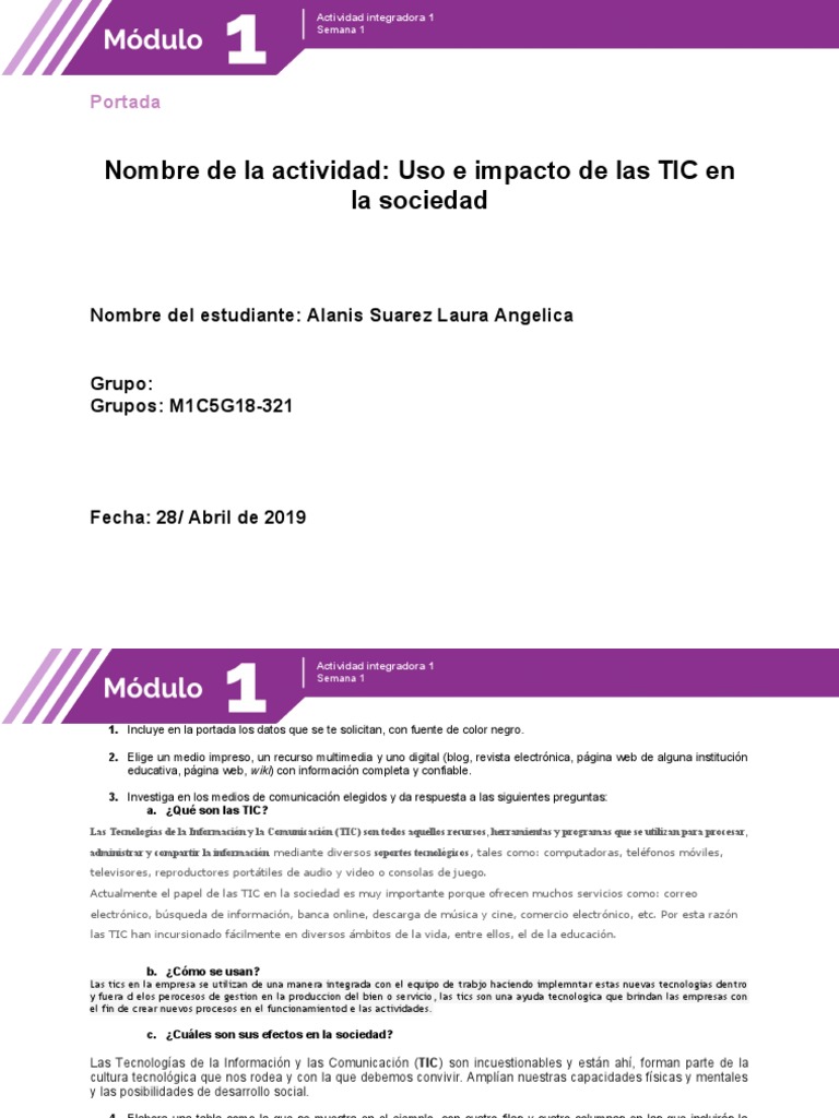 Alanis Suarez - LauraAngelica - M01S1AI1 | PDF | Tecnología de ...