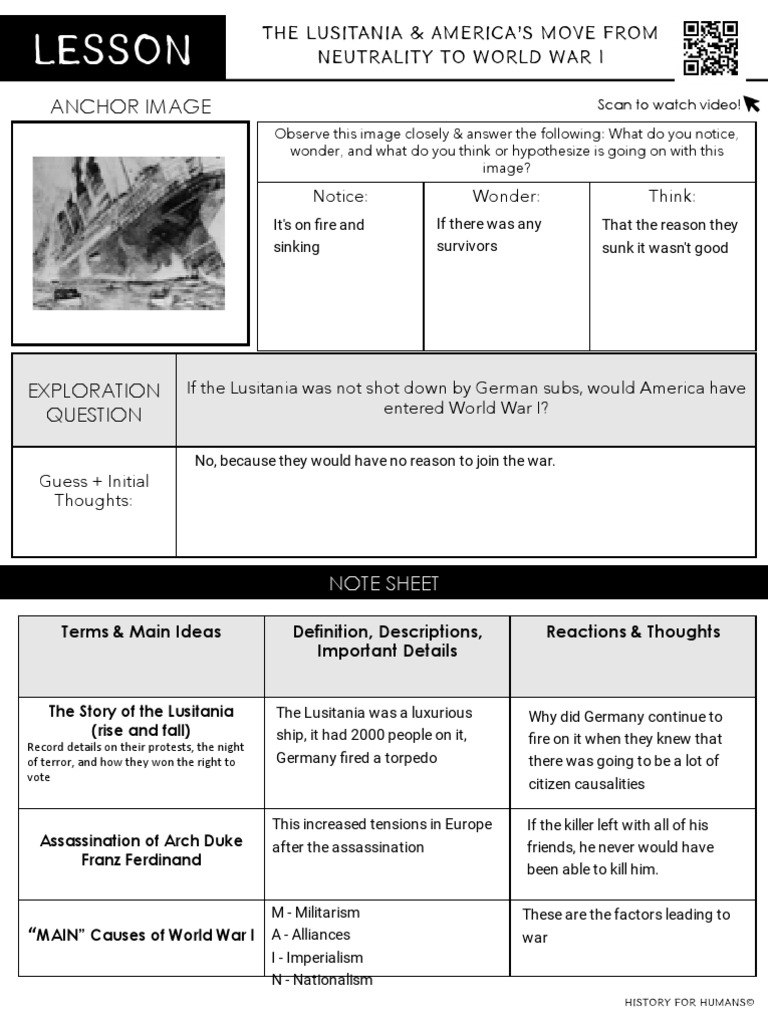 Kami Export - (Student) Zachary Logsdon - Lusitania Notesheet | PDF ...