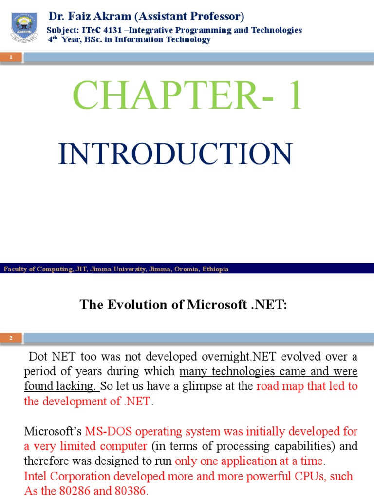 Chapter-1: Subject: Ite 4131 - Integrative Programming and Technologies 4 Year, Bsc. in ...
