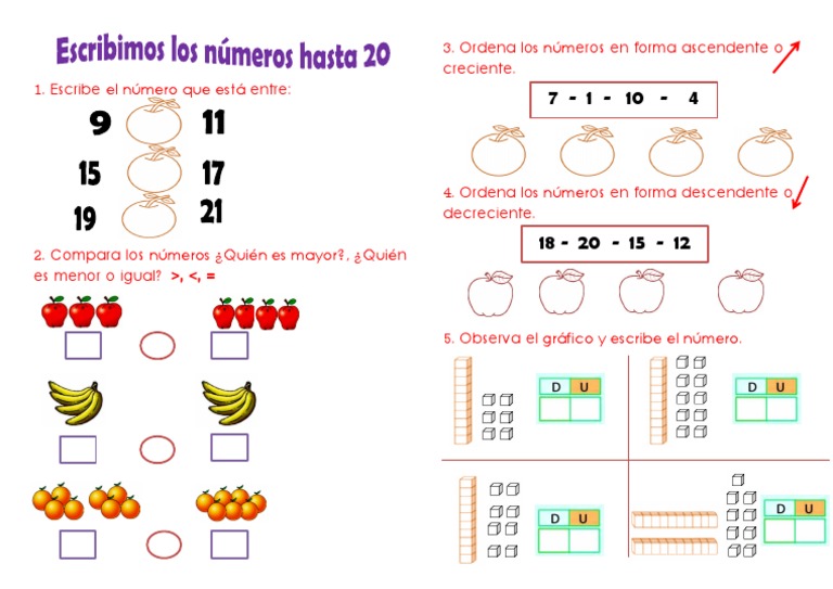 Comparación y orden de números hasta 20 | PDF