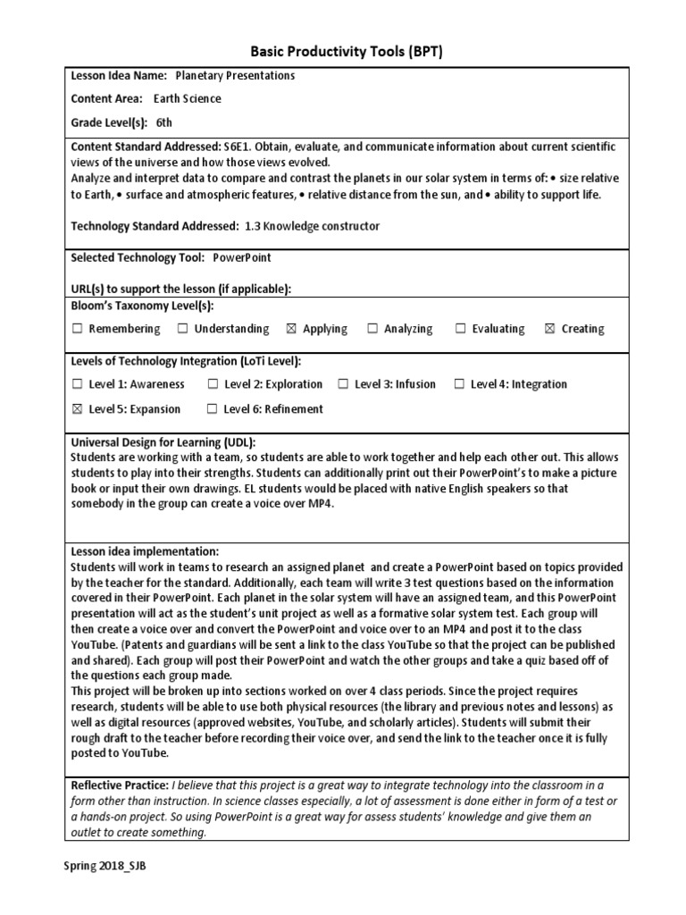 03 Basic Productivity Tools Lesson Idea Template | PDF | Microsoft Power Point | Cognition