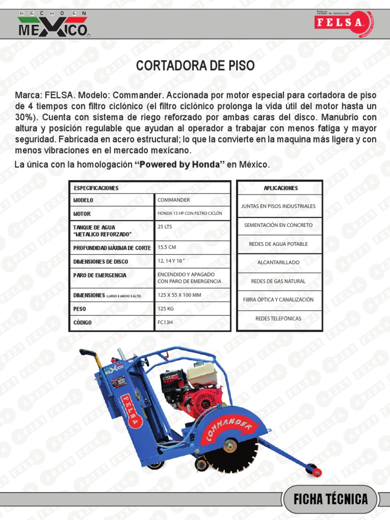 Ficha Tecnica Cortadora | PDF