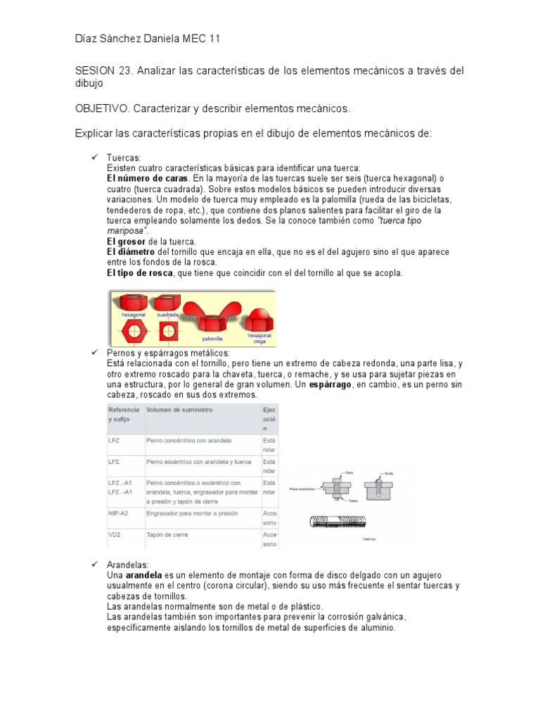 Unidad 2. SESION 23. Elementos Mecánicos | PDF | Tornillo | Engranaje
