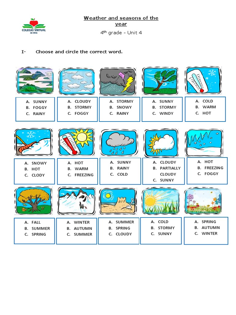 002-4b-Inglés-Práctico-Unit 4-Weather and Seasons of The Year | PDF