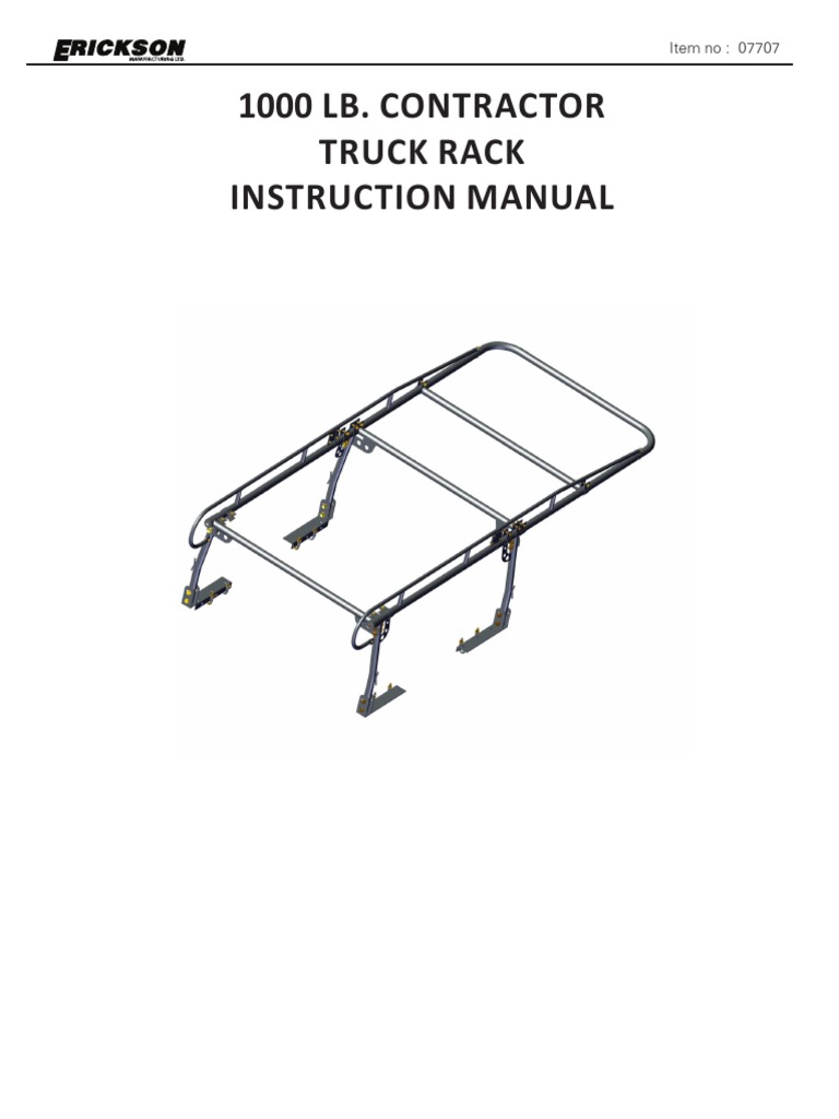 Contractor Truck Rack Instruction Manual | PDF | Truck | Nut (Hardware)